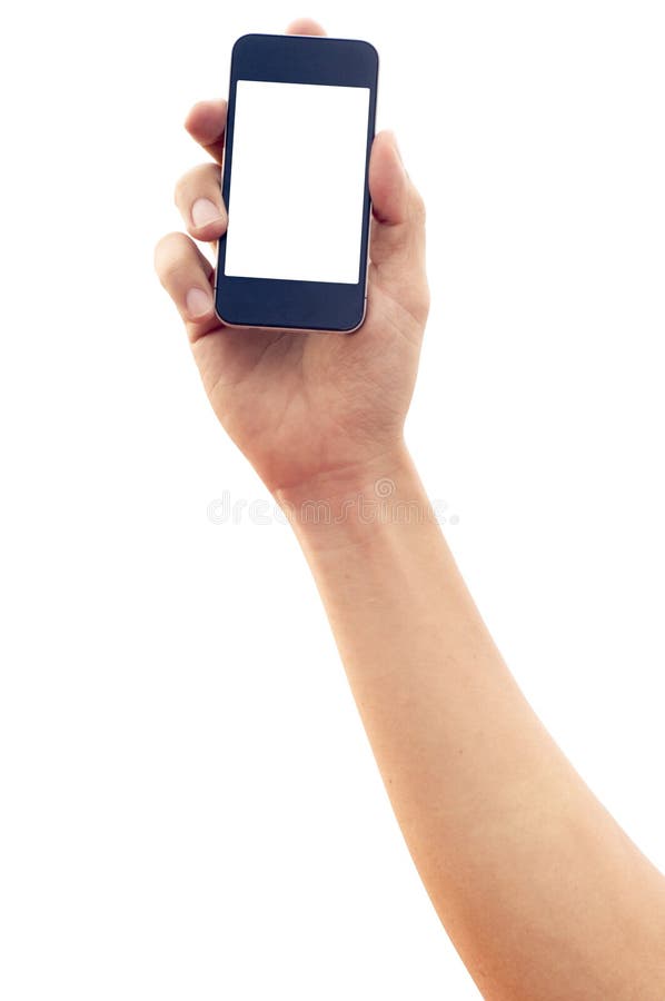 Isolated Hand Holding Smartphone or Phone Stock Photo - Image of ...