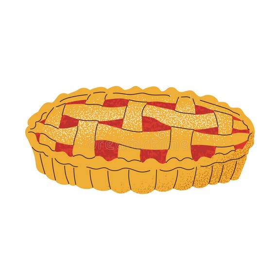 Isolated Hand Made Pie with Red Jam. Drawing Design Element with Grunge ...