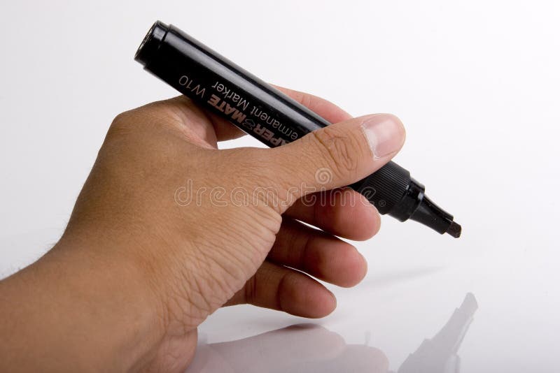 Isolated hand and marker stock photo. Image of white, drawing - 1322632