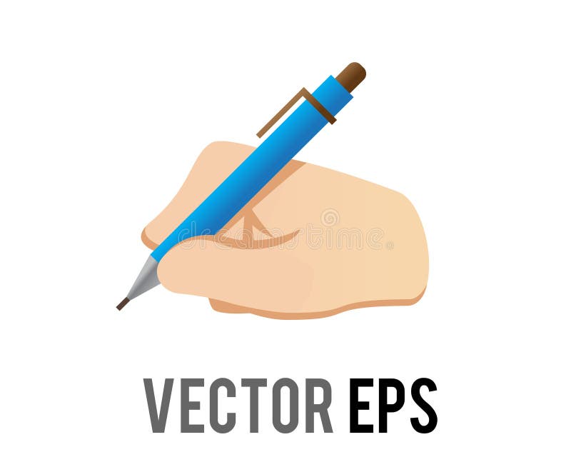 Hand Writing, Drawing, Signing with Hand and Blue Pen Icon Stock Vector ...