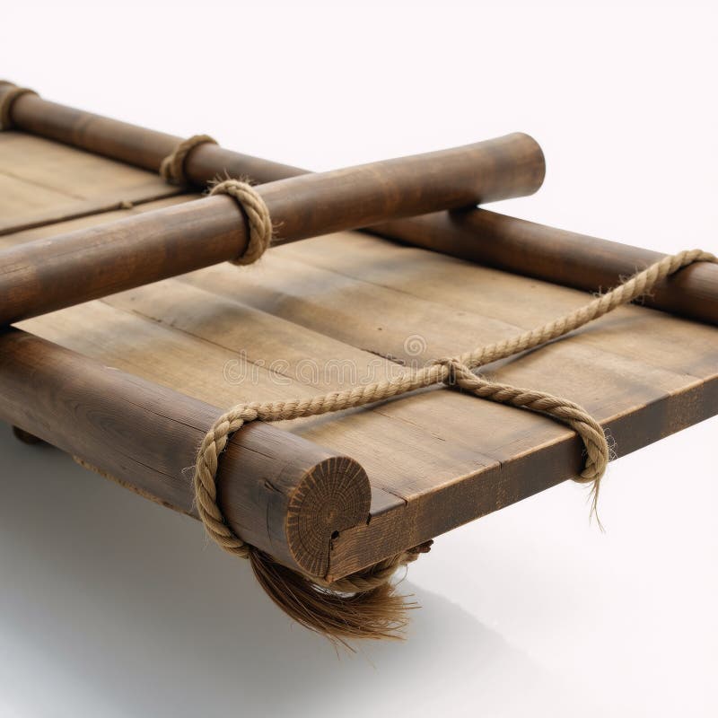 Isolated Handcrafted Bamboo Raft with Rope Detail Stock Illustration ...