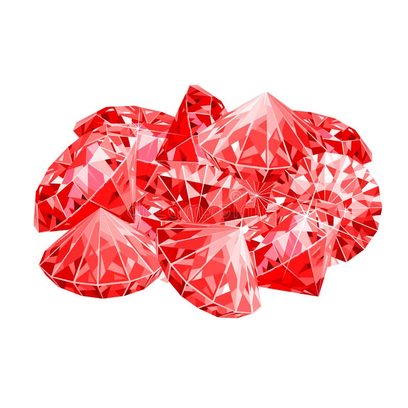 Isolated Handful of Red Rubies. Game Desing. Stock Vector ...