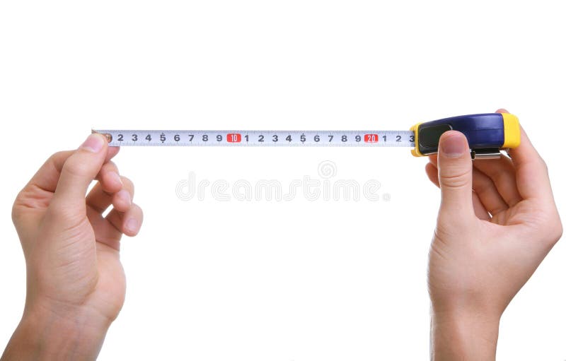 Isolated Hands Measuring Using Tape Measure Stock Photo - Image of roll ...