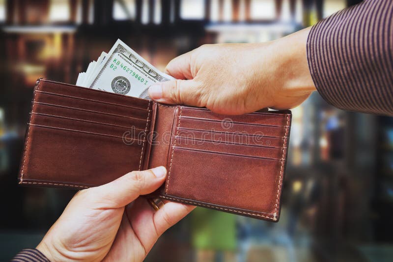Isolated of Hands Taking Out Cash Stock Photo - Image of spend, money ...