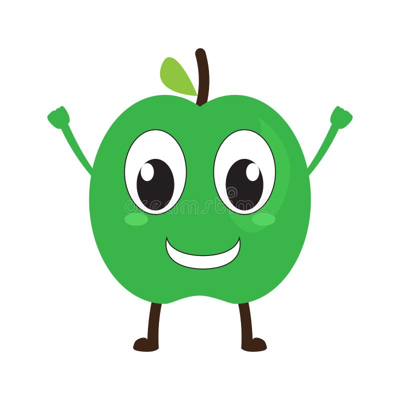 Happy Apple Cartoon Character Emote Stock Vector - Illustration of ...
