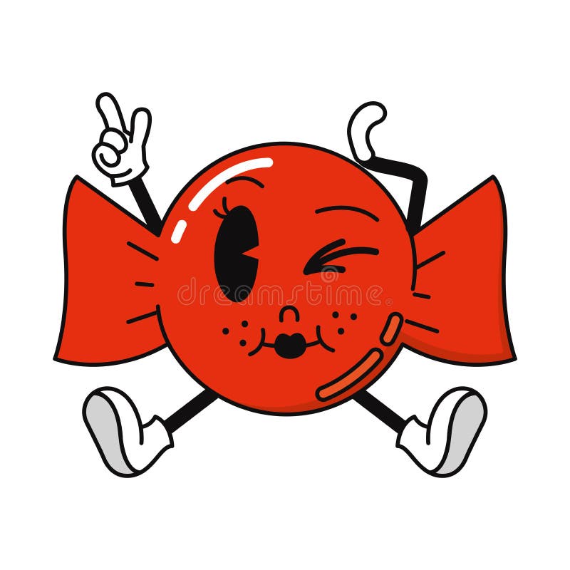 Isolated Happy Candy Groovy Traditional Cartoon Vector Stock ...