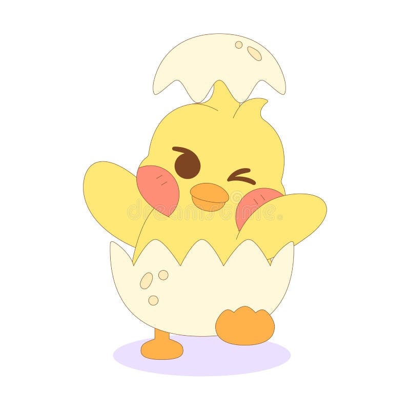 Isolated Happy Chick Cartoon Character on Its Eggshell Vector Stock ...