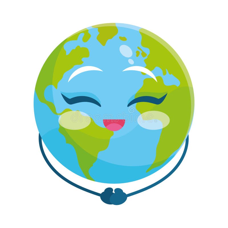 Isolated Happy Cute Earth Globe Character Vector Stock Vector ...