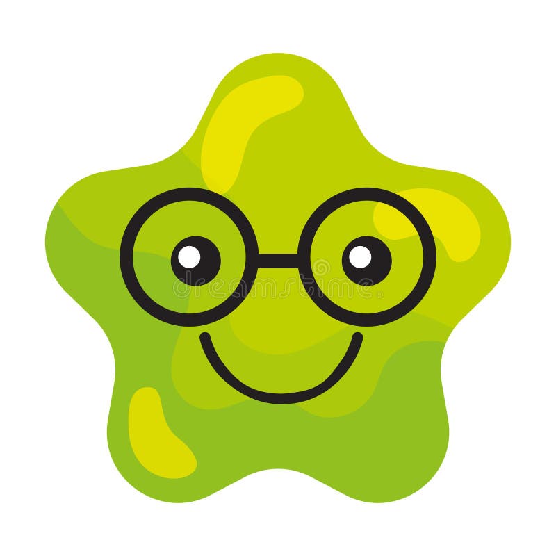 Isolated Happy Cute Star Shape with Eyeglasses Vector Stock Vector ...