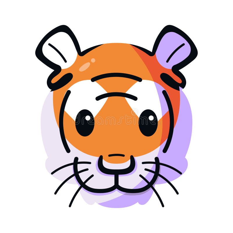 Isolated Happy Cute Tiger Avatar Stock Vector - Illustration of clipart ...