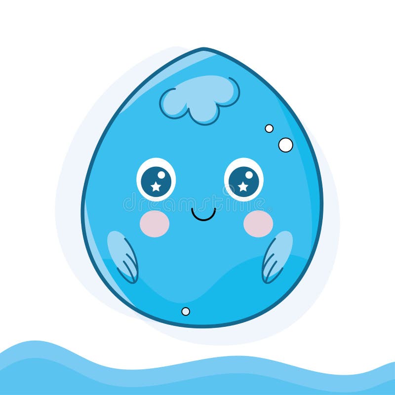 Isolated Happy Drop of Water Cartoon Vector Stock Illustration ...