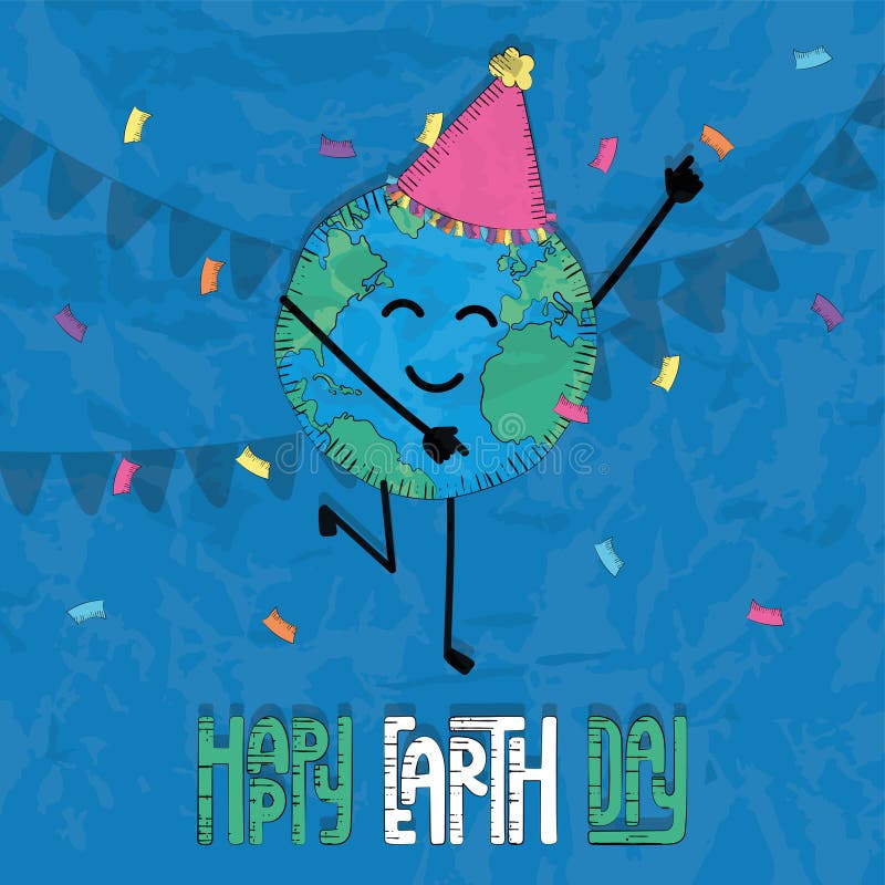 Isolated Happy Earth Planet Character with Party Hat Happy Earth Day ... Isolated Happy Earth Planet Character with Party Hat Happy Earth Day ...