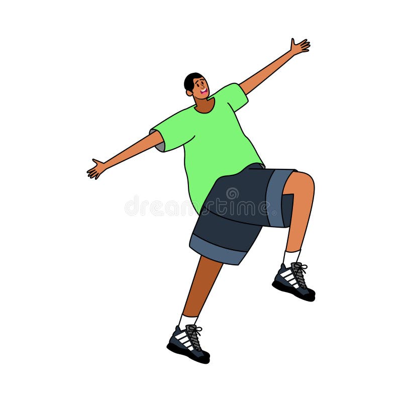 Happy Man Dancing Black and White Silhouette Vector Stock Vector ...