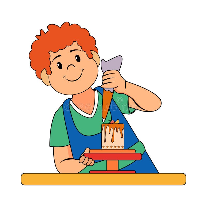 Isolated Happy Man Making a Dessert Vector Stock Vector - Illustration ...