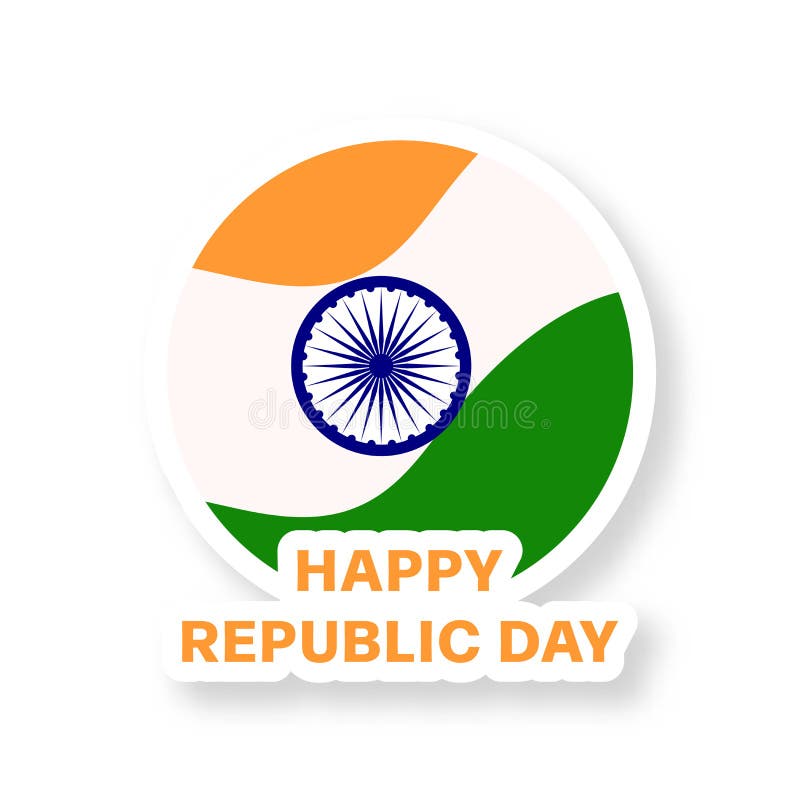 Isolated Happy Republic Day Text with Circular Indian Flag Icon in Flat ...