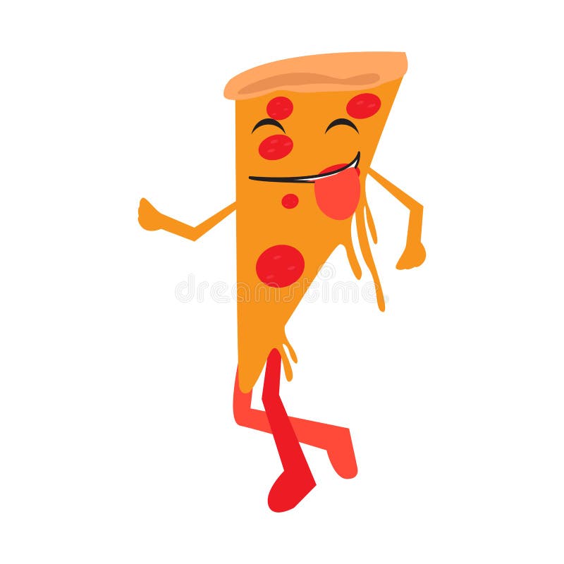 Isolated Happy Slice of Pizza Stock Vector - Illustration of emote ...
