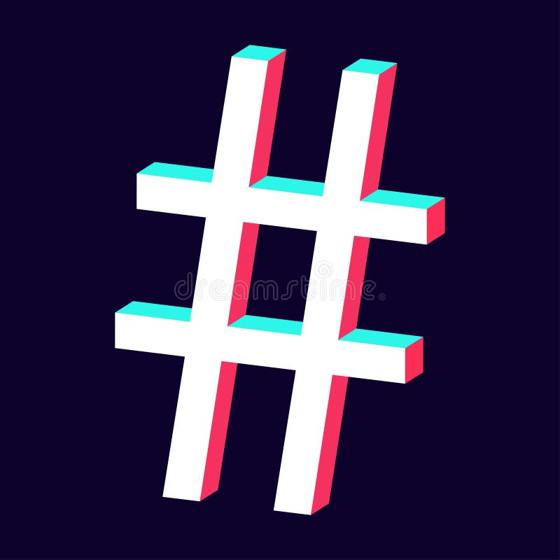 Colorful Hashtag Icon - Vector Illustration - Isolated On Blue ...