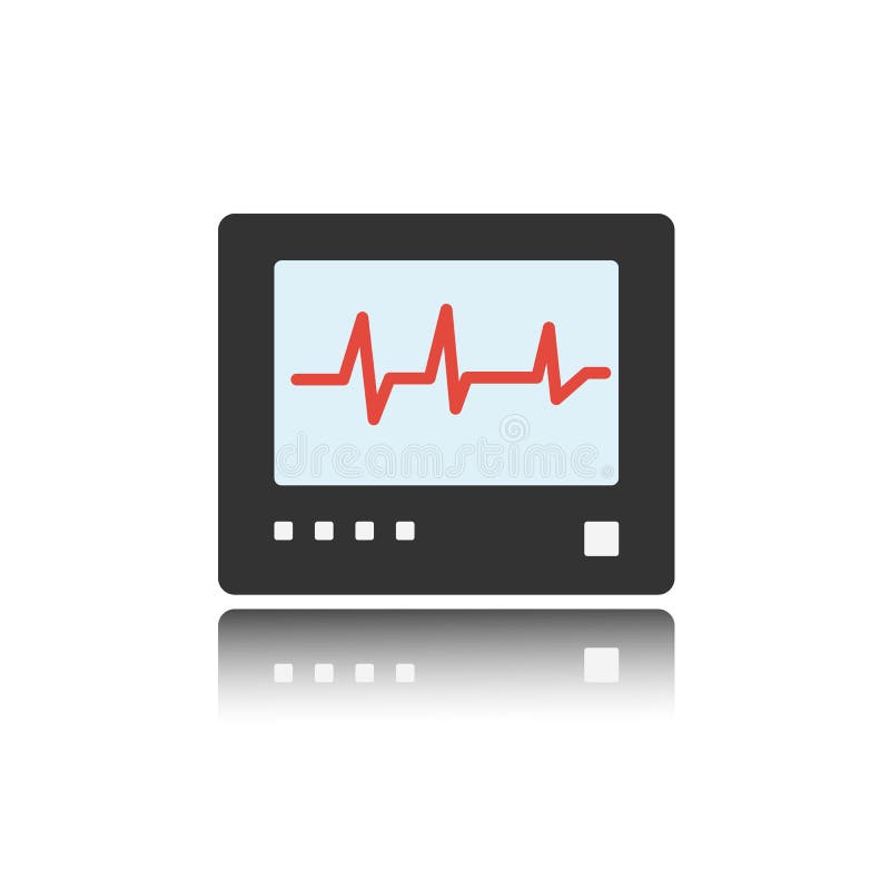 Heart Rate Monitor Color Icon with Shade. Heartbeat Stock Vector ...