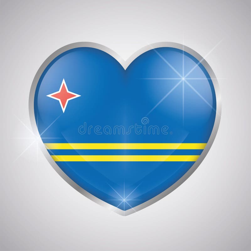 Isolated Heart Shape with the Flag of Aruba Stock Vector - Illustration ...