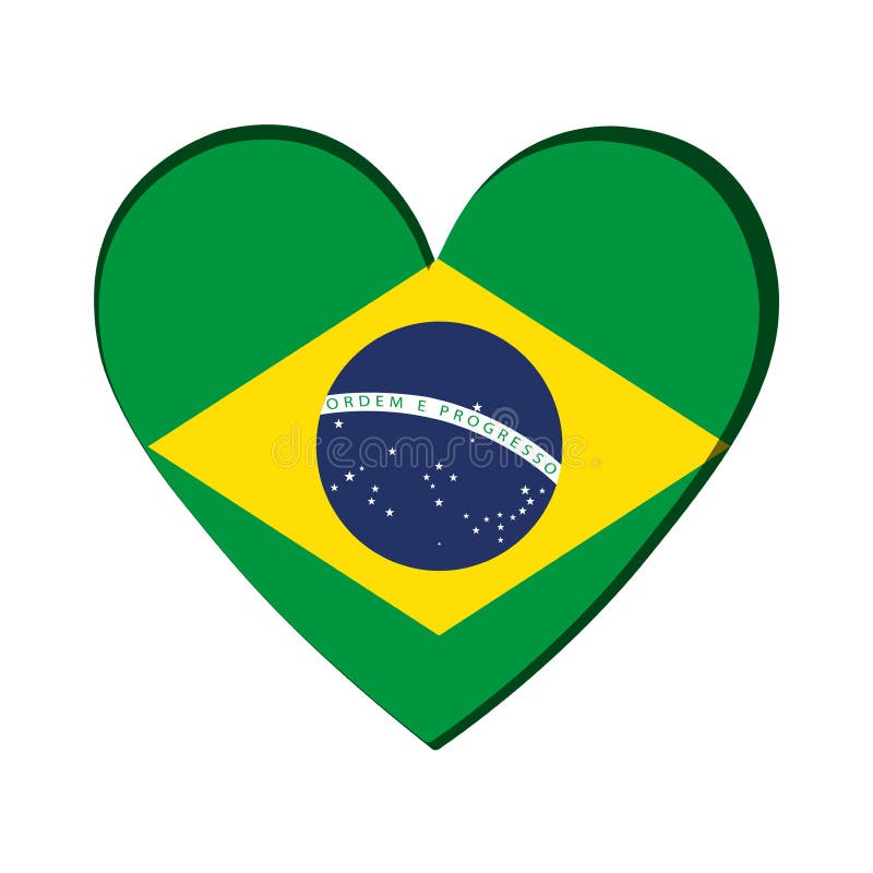 Isolated Heart Shape with the Flag of Brazil Vector Stock Vector ...