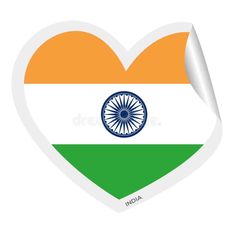 Flag of India in Heart Shape Icon Stock Vector - Illustration of button ...