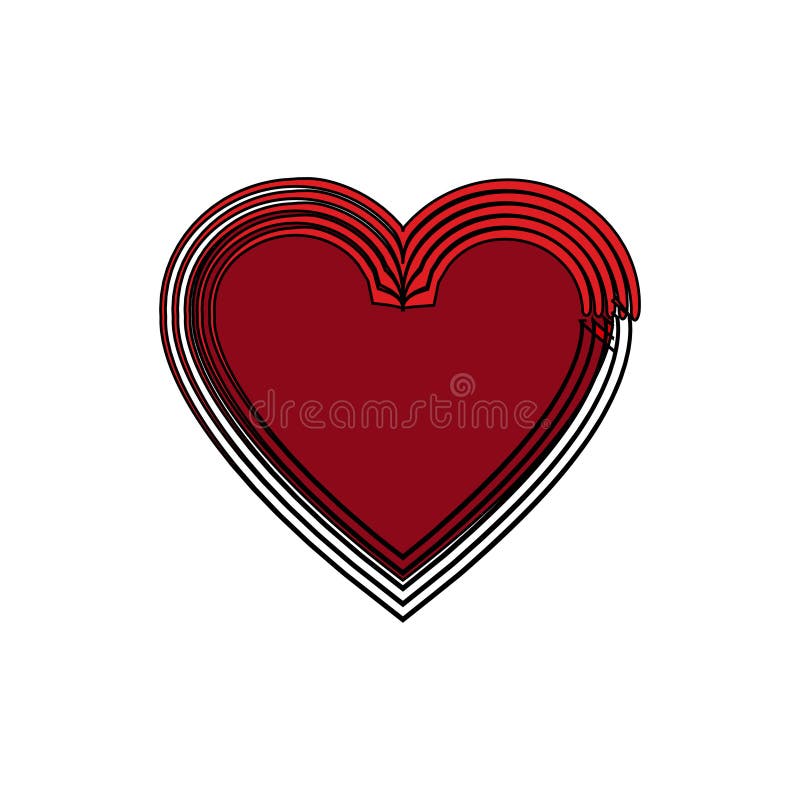 Isolated Heart Shape with a Striped Border Stock Vector - Illustration ...