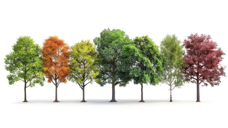Isolated High-Definition Tree Collection on White Background Stock ...