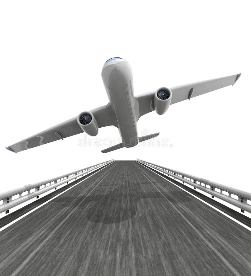 Isolated Highway with Airplane Take of Stock Illustration ...