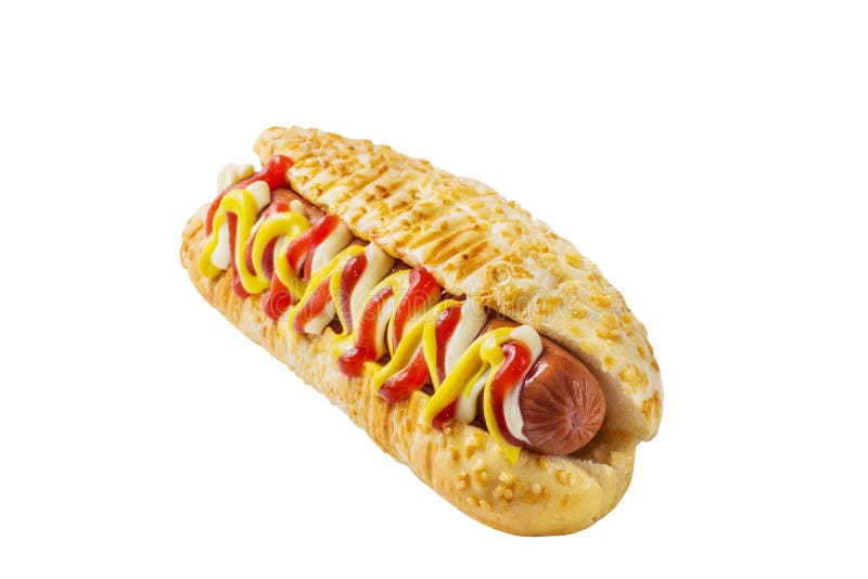 Isolated hot dog stock photo. Image of unhealthy, sauces - 259632882