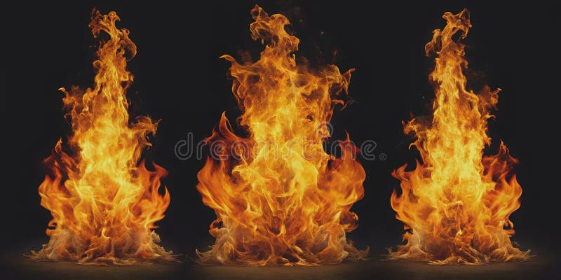 Isolated Hot Fire Flame Ignite Cutout in Pack of Three AI-Created ...
