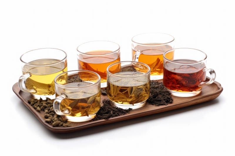 Isolated Hot Tea Sampler Gift Set on White Background. Different Teas ...