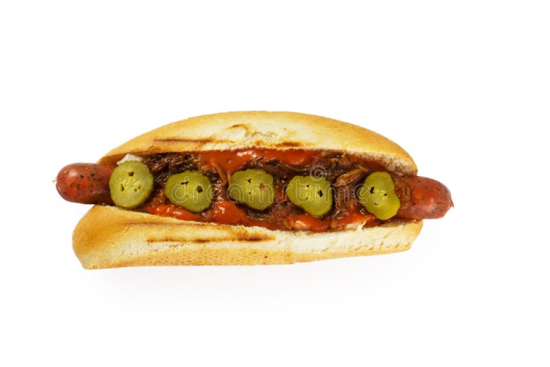 Isolated Hotdog View from Above Stock Image - Image of ketchup, grilled ...