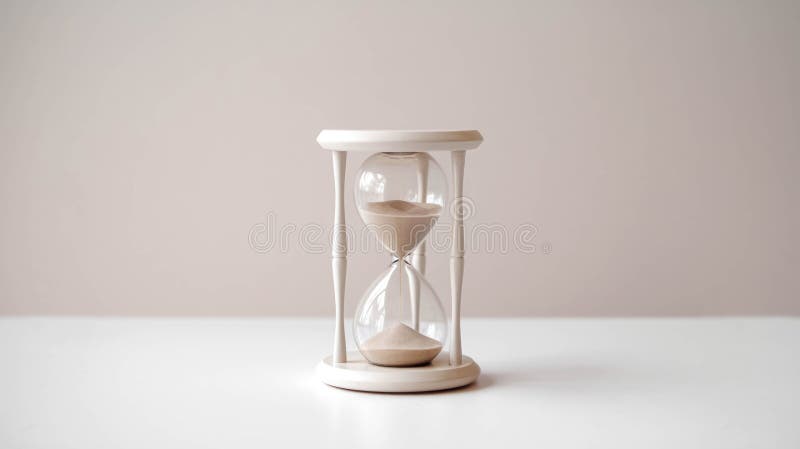 Isolated Hourglass Object on a White Table, Countdown Hourglass Object ...