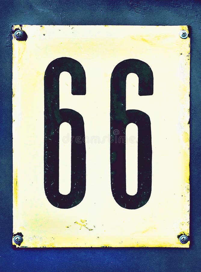 House number plaque 66 stock photo. Image of colored - 176970218