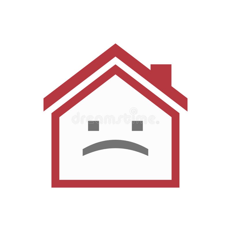 Isolated House with a Sad Text Face Stock Illustration - Illustration ...