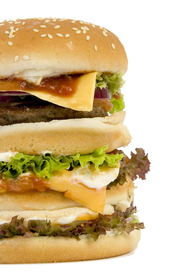 Isolated HUGE burger stock image. Image of cheese, fast - 1577937