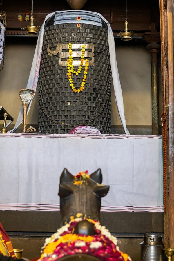 Isolated Huge Shivlinga with Tripund at Holy Temple at Indoor Stock ...