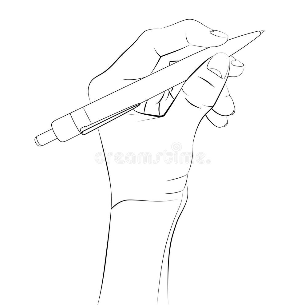 Hand Holding Pencil Clip Art Stock Illustrations – 225 Hand Holding ...
