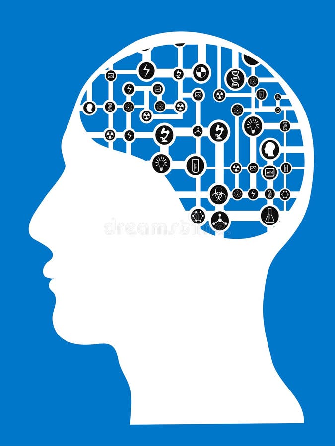 Human Head with Connected Network Brain Stock Vector - Illustration of ...