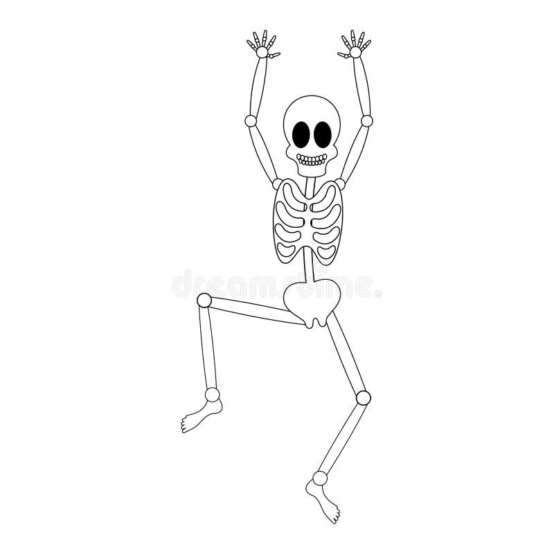 Isolated Human Skeleton Cartoon Jumping Image Stock Vector ...