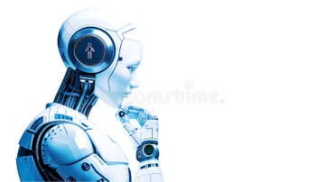 Isolated Humanoid Robot on Transparent Background Stock Image - Image ...