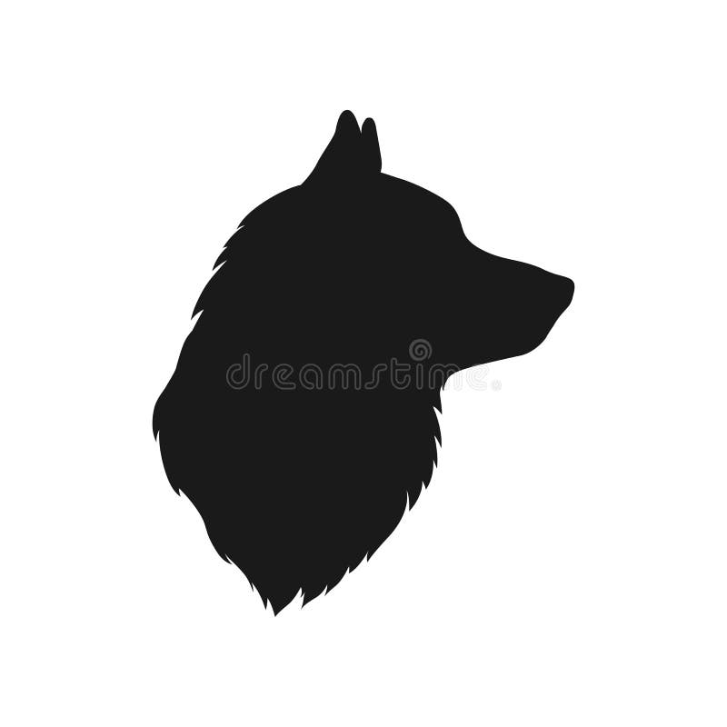 Isolated Husky Head Silhouette. Side View. Black Color. White ...
