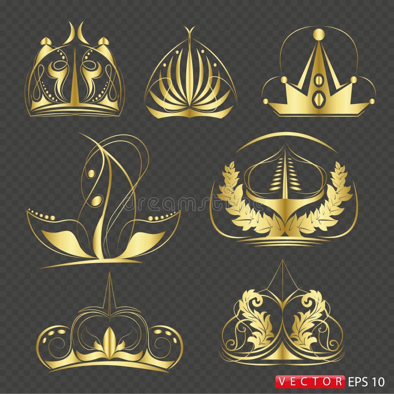 A Set of Crowns of Different Colors. a Collection of Icons with a Crown ...