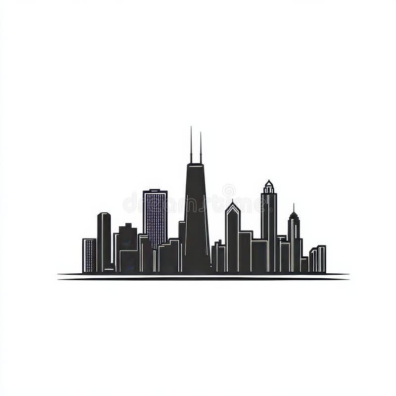 Isolated Illustration of the Chicago Skyline S Silhouette on a White ...