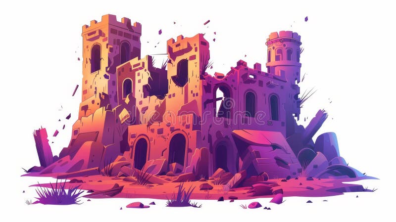 Isolated Illustration of a Destroyed Building, Damaged Structure ...