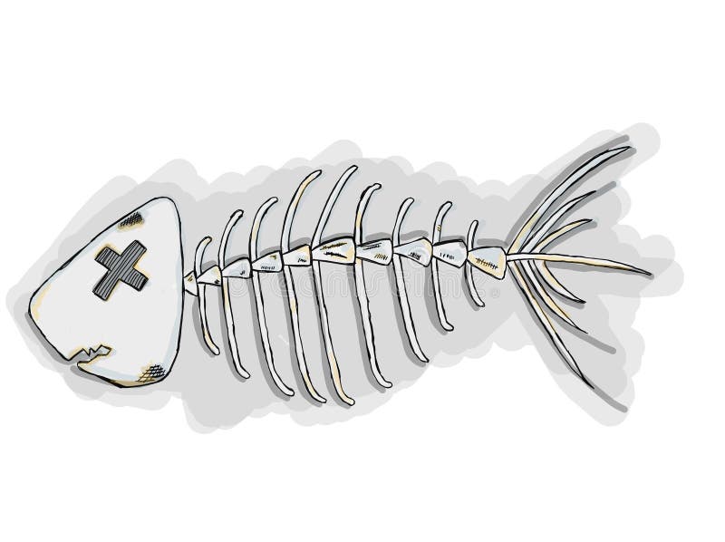 Cartoon Fish Bones stock illustration. Illustration of skull - 30030815