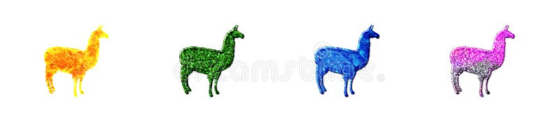 Isolated Illustration of Four Llamas Consisting of Different Vibrant ...