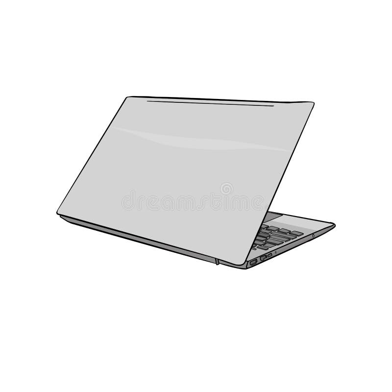 Isolated Illustration of Laptop, Computer. Drawing As a Blank for ...