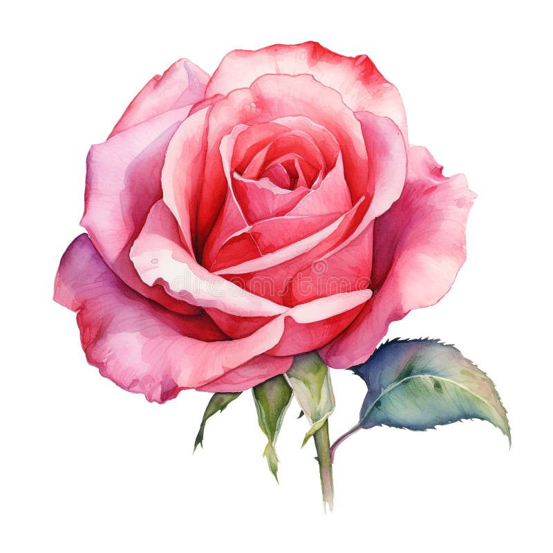 Isolated Illustration of Pink Rose Flower. Generative AI Stock ...