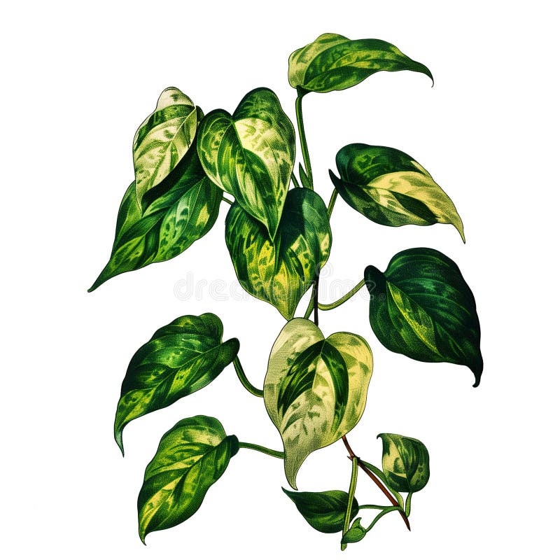 Isolated Illustration of Pothos Plant Stock Photo - Image of realistic ...